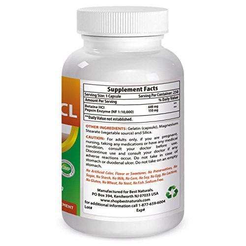 Best Naturals Betaine HCL 648 mg 250 Capsules | eBay