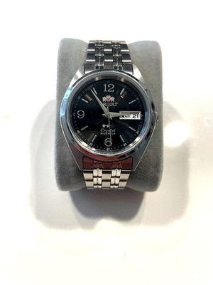 ORIENT CRYSTAL 21 JEWELS AUTOMATIC WATCH BLACK FACE STEEL BAND LUXURY ...