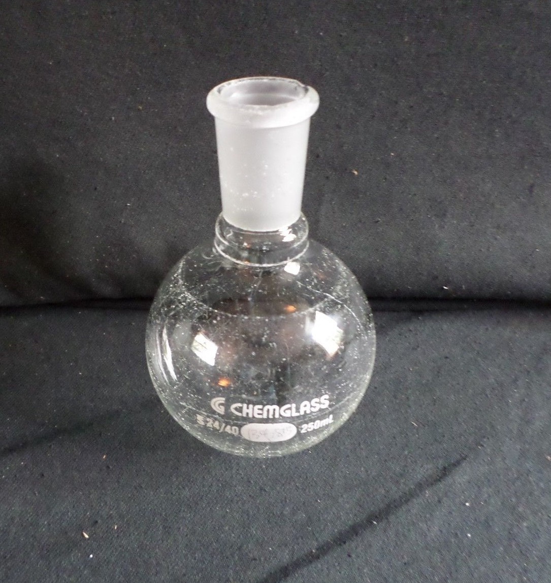 Chemglass 250mL Glass Heavy Wall Round Bottom Distilling Flask 24/40 ...