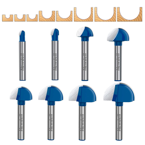 Cove Box Router Bit Set , 8Pcs 1/4 Inch Shank round Nose Router Bit-1/4 ...