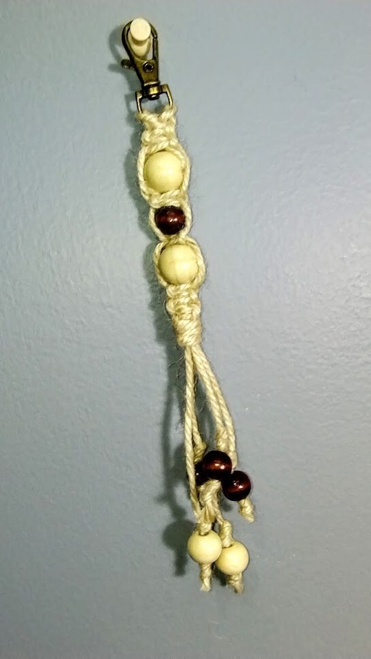 Macrame Keychain | Handmade | Jute Cord | Wooden Beads | Dangling Beads ...