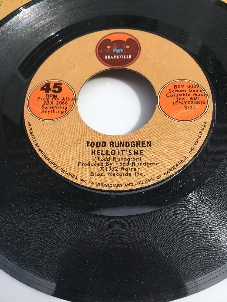 VTG 45 RPM Todd Rundgren Cold Morning Light Hello It's Me Bearsville ...