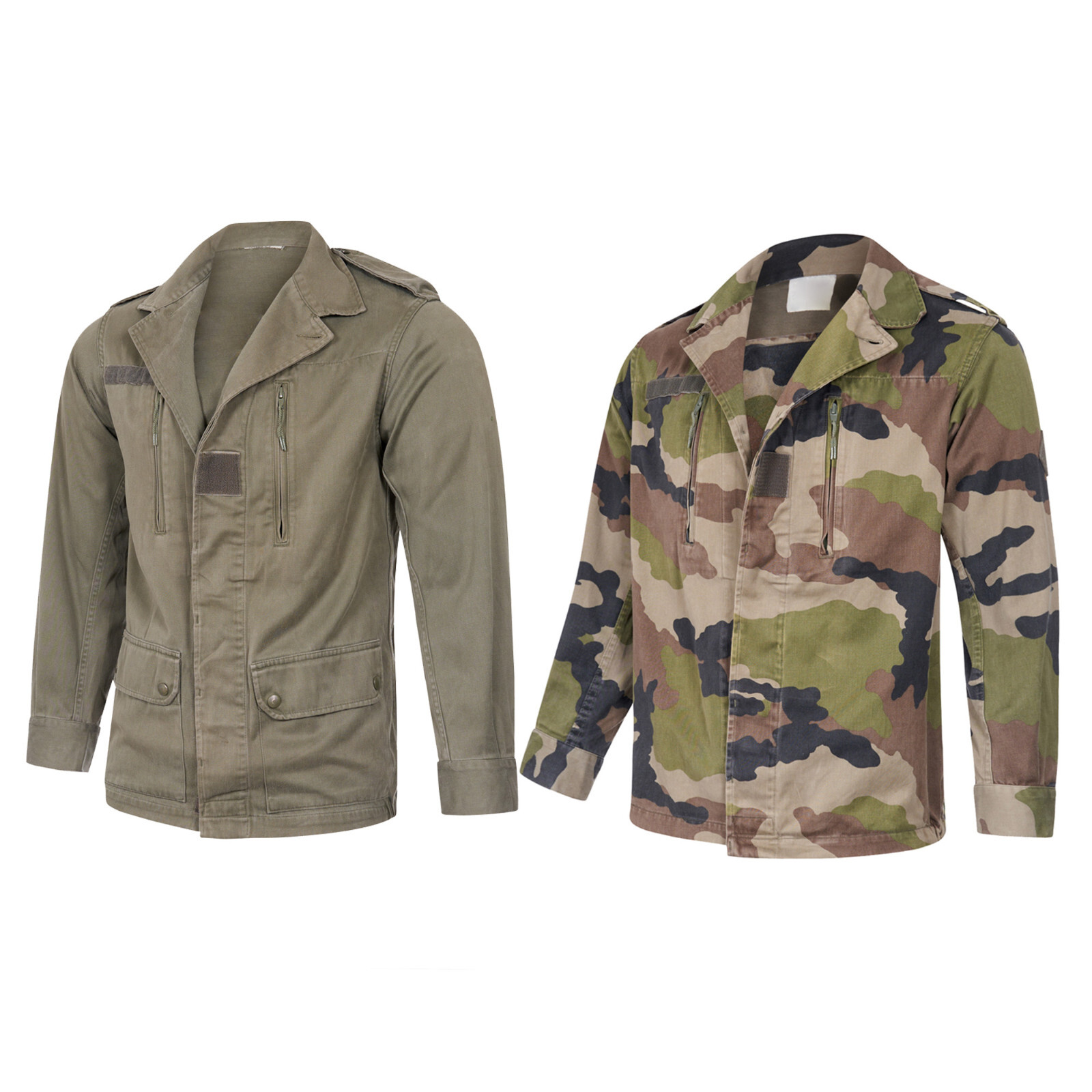 French Army Jacket Vintage Light Coat Camo Olive Military Combat ...