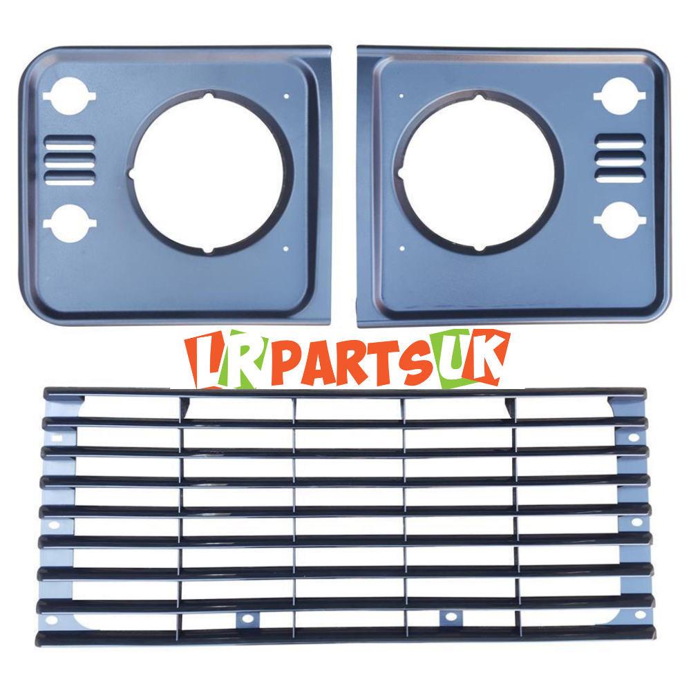 Land Rover Defender Td5 Headlight Surround Finishers & Grill In Black ...