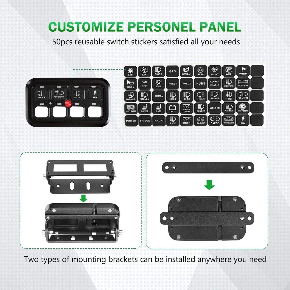 AUXBEAM 8 Gang Switch Panel Blue LED Universal 12V Auxillary Switch ...