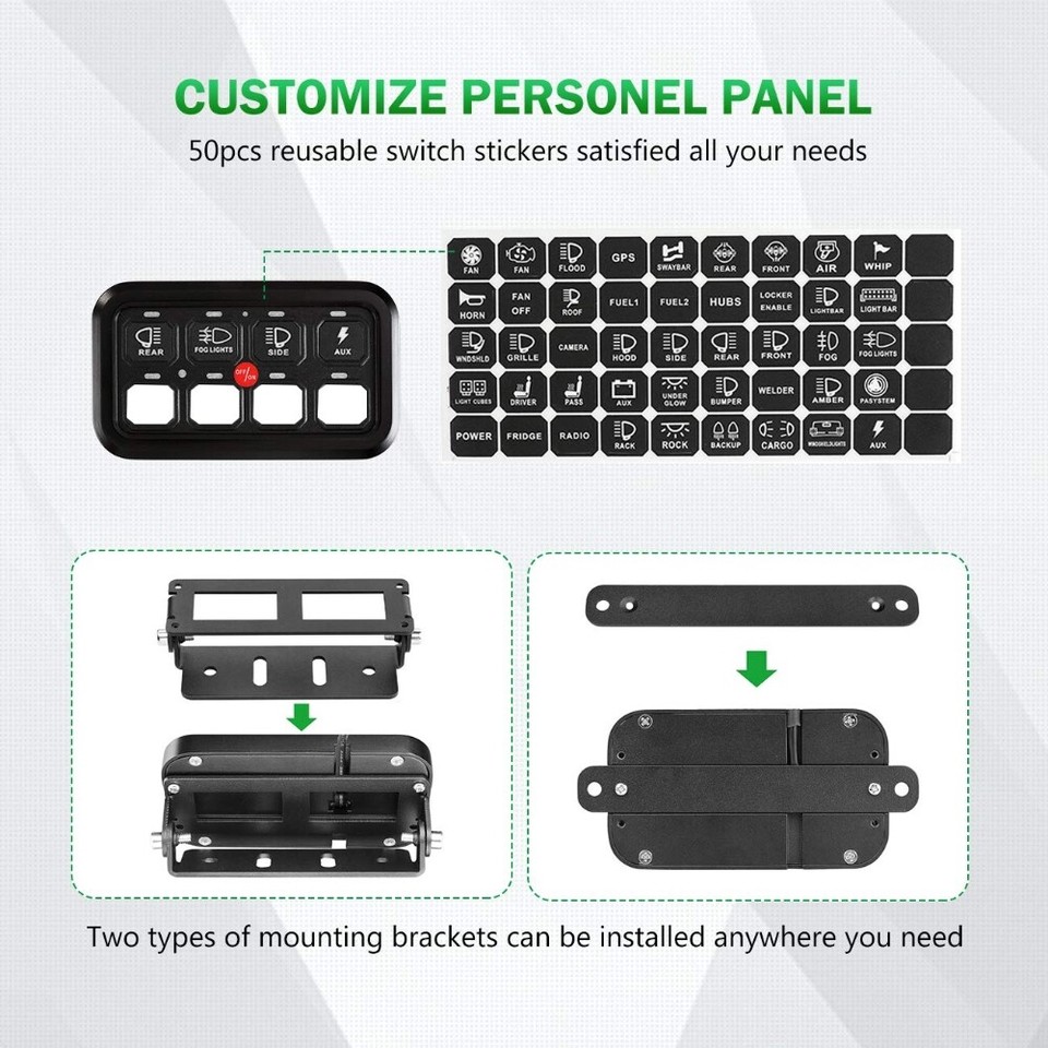 AUXBEAM 8 Gang Switch Panel Blue LED Universal 12V Auxillary Switch ...