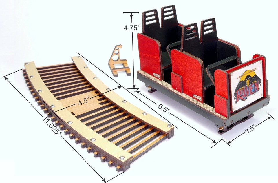 The Raven Roller Coaster Train & Track ~ Detailed Model ~ Laser ...