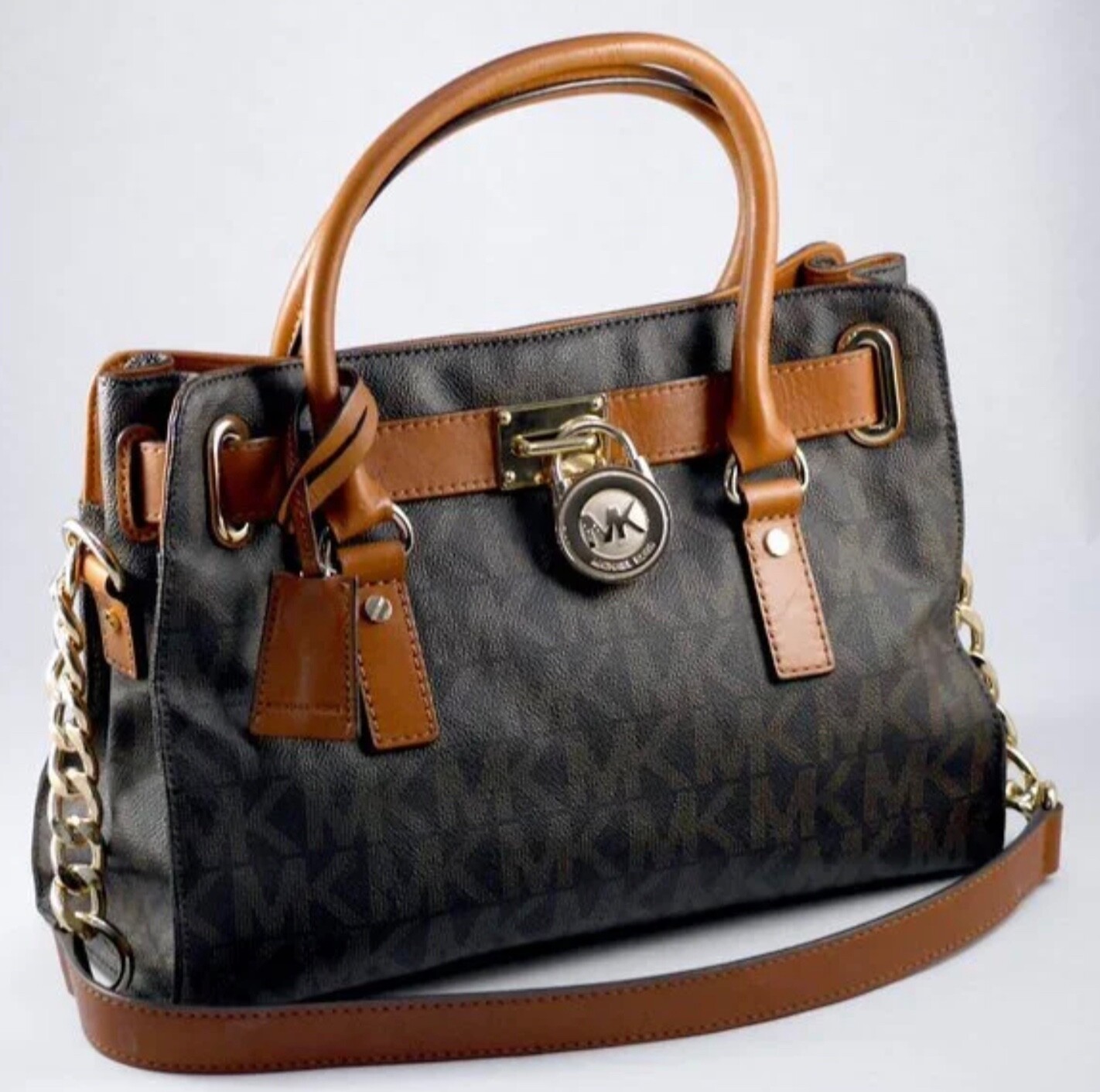 Michael Kors Hamilton MK Logo Satchel Handbag East We… - Gem