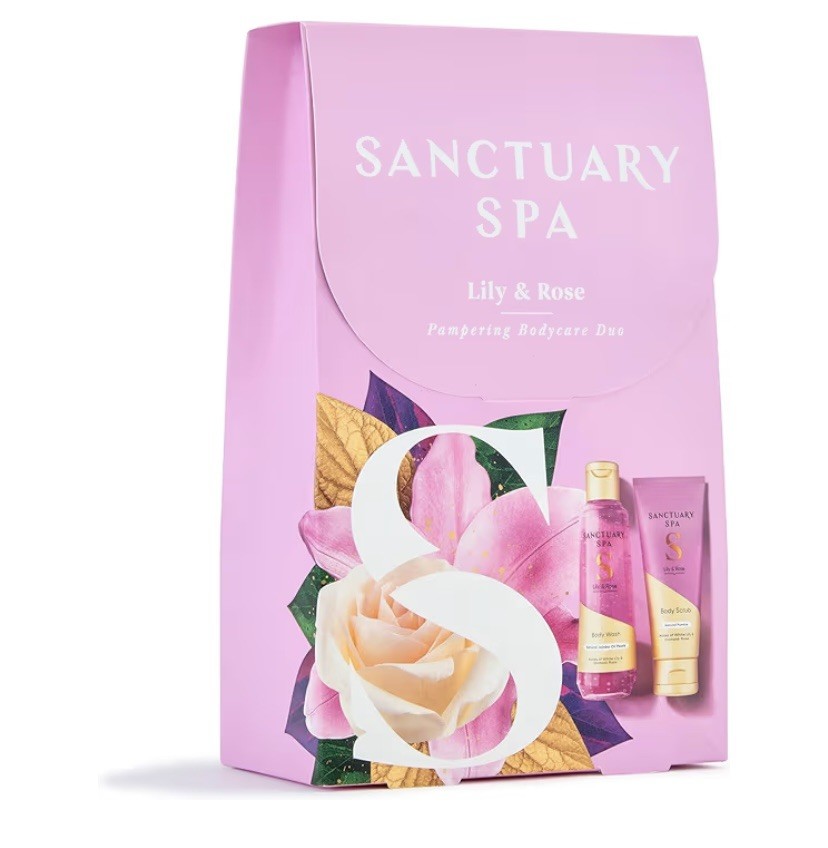 SANCTUARY Spa Lily & Rose Bodycare Duo – Luxury Body Wash & Scrub Gift ...