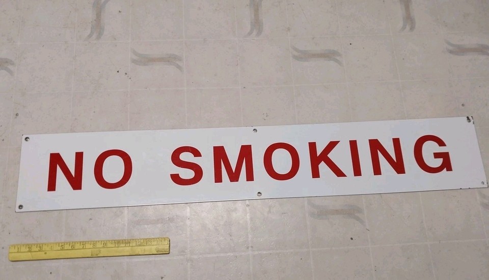 Vintage Gas & Oil Field Large Porcelain No Smoking Sign 8x 48" Man Cave ...