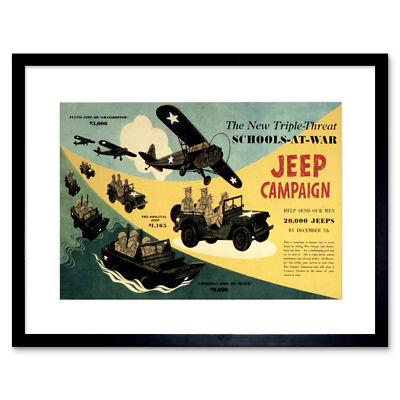 Propaganda War WWII USA Jeep Campaign School Framed Wall Art Print | eBay