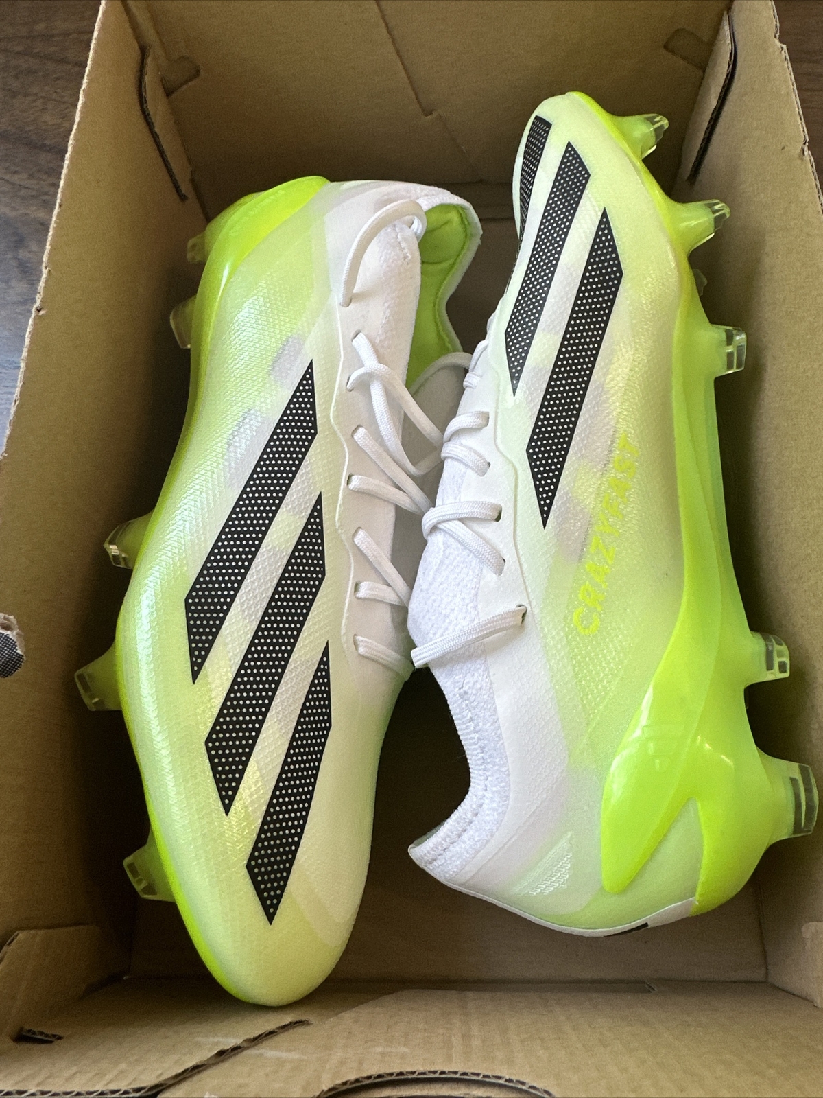 $260 Adidas X Crazyfast.1 FG White Green Soccer Cleats HQ4516 Men’s ...