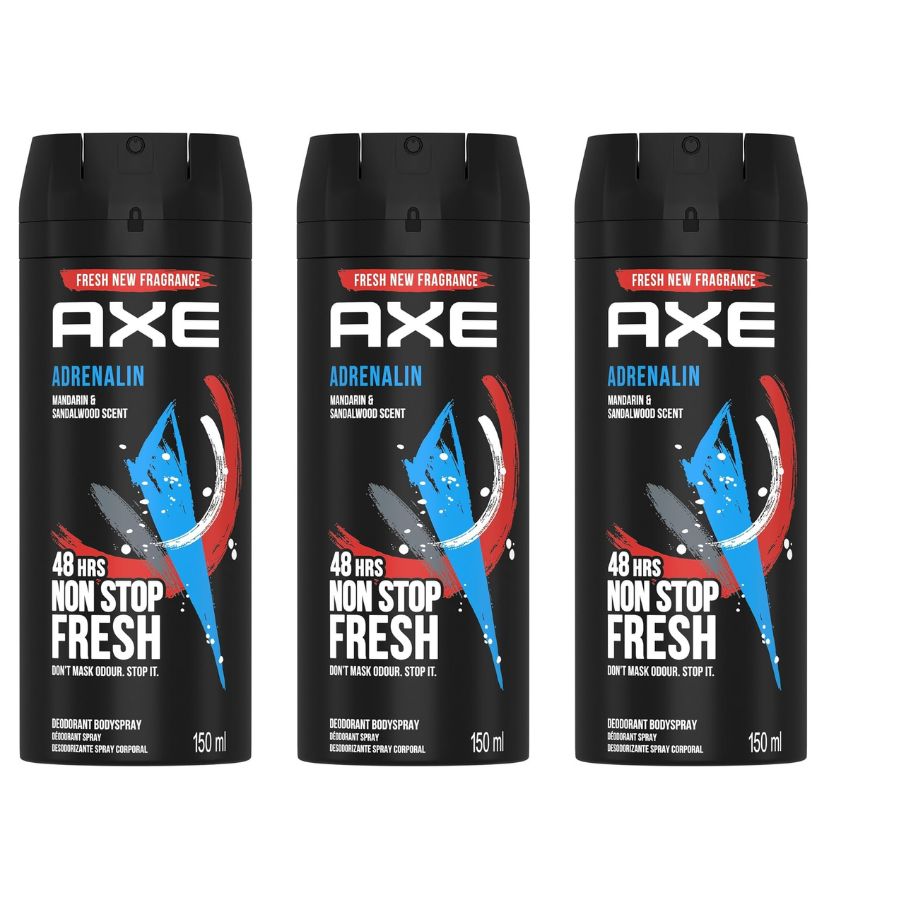 3 x Axe ( Lynx) Deodorant Body Spray 150ml Marine Musk Africa Peace ...