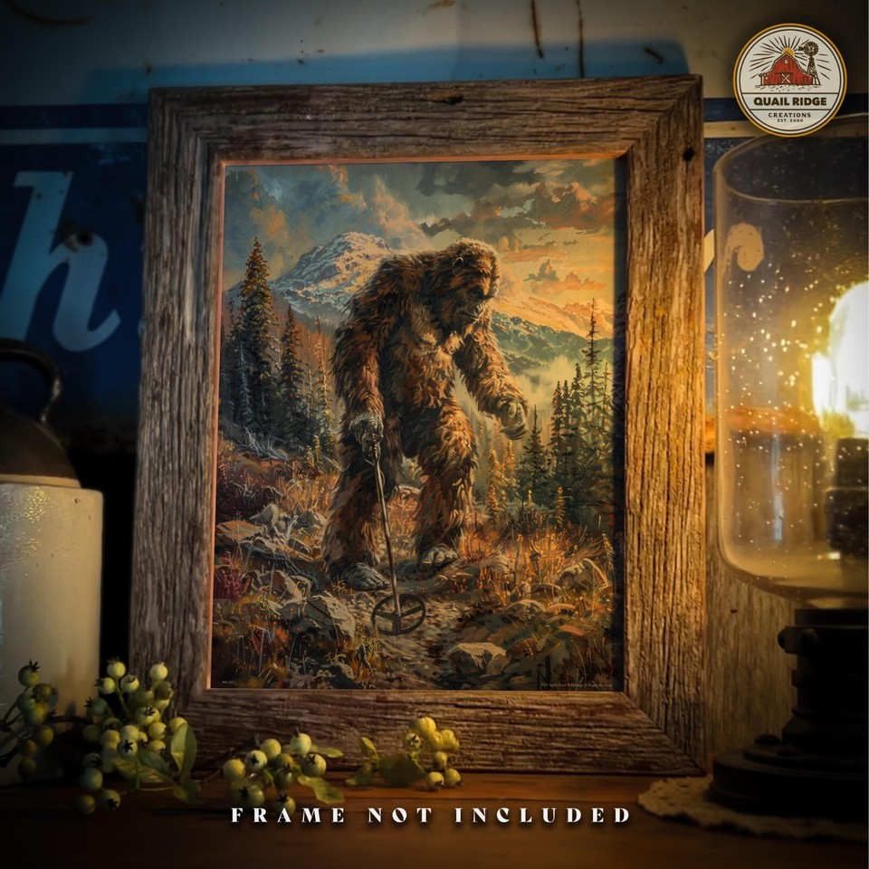 Metal Detecting Sasquatch Bigfoot Artwork Gold Prospecting Art ...