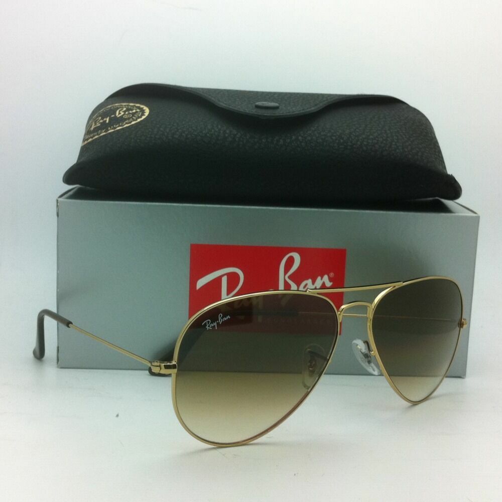 New Ray-Ban Aviator Sunglasses RB 3025 001/51 58-14 Gold Frame Brown ...