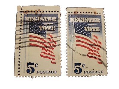 Lot of 2: US 5 Cent Register To Vote Postage Used Stamp 1964 Scott 1249 ...