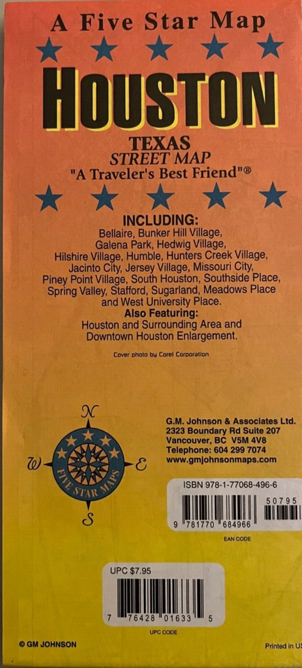 New HOUSTON TEXAS ROAD MAP TX Street/Highway AAA/GMJ/GM JOHNSON Large ...