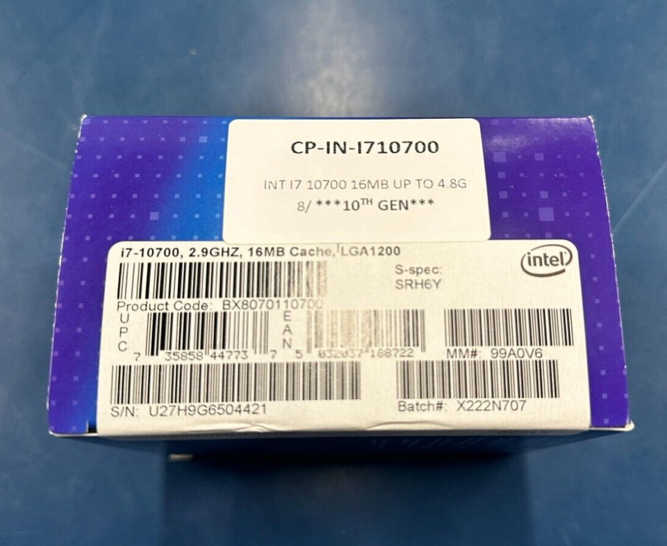Intel Core i7 Gen 10 I7-10700 4.70GHz Comet Lake SRH6Y FCLGA1200 ...