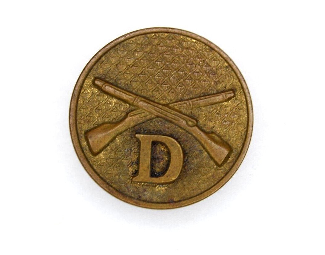 Pre WWII U.S. Army Infantry Type 2 Collar Disc w/ APPLIED "D" Company ...