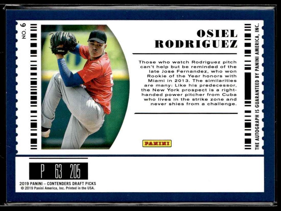 2019 Contenders DP Osiel Rodriguez Rookie Auto /18 New York Yankees ...