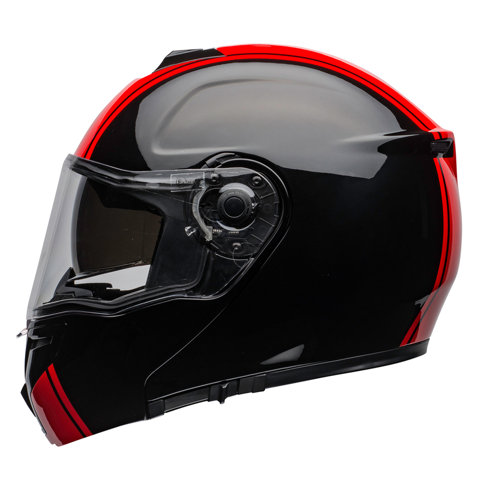 Bell SRT Modular Motorcycle Helmet Ribbon Black Red | eBay UK
