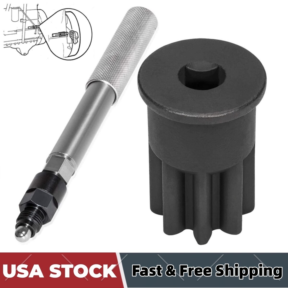 Timing Pin and Adapter + Engine Barring Socket Tool for Caterpillar CAT ...