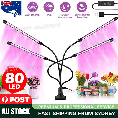 4 Head 80LED Plant Grow Light Panel Indoor UV Veg Growing Lamp Full ...