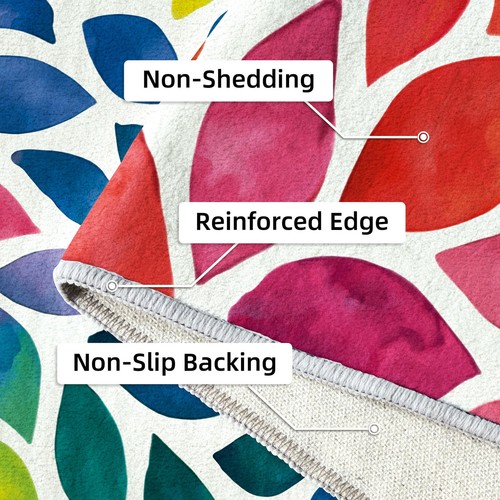 Abstract Colorful 5x7 Area Rug Modern Rainbow Dahlia Floral Rugs ...