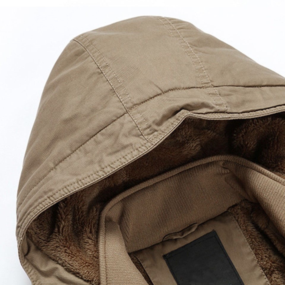 Men's Winter Casual Thicken Fleece Multi-Pocket Outwear Bomber Jacket ...