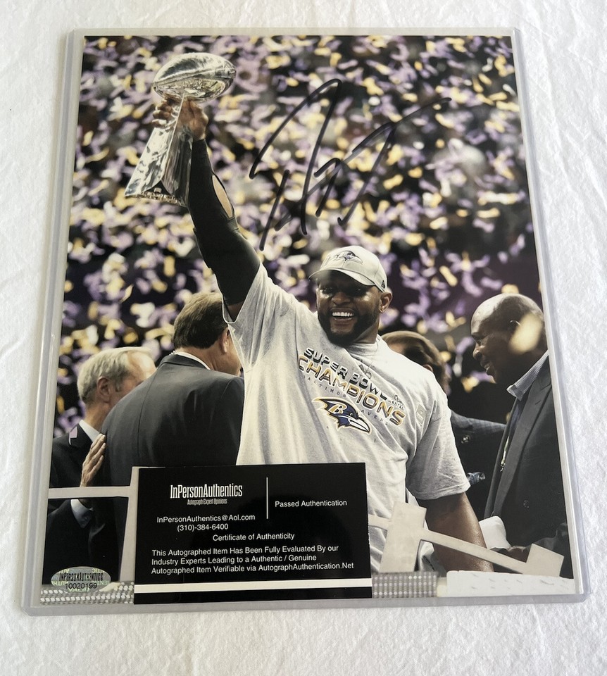 Ray Lewis Baltimore Ravens Rare Signed Autographed 10x8 Photo with COA ...