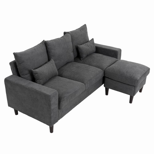 L Shaped Couch Reversible Sectional Fabric Sofa Set Convertible Sofa ...