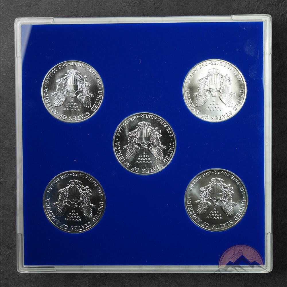 1986-1990 American Silver Eagle Set $1 - .999 Fine Silver Bullion 5 ozt ...