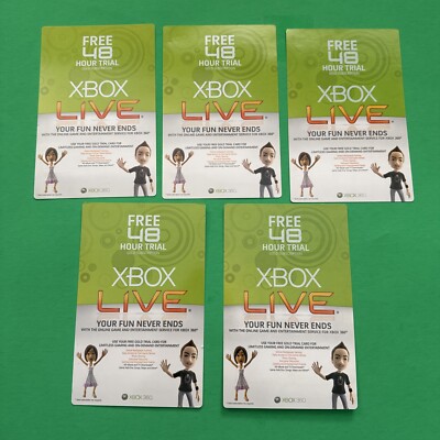 Expired Unused/Unscratched XBOX 360 Live 48 Hours Free Trial Lot ...