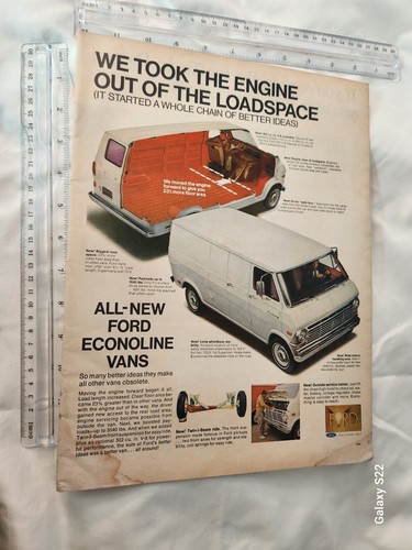 FORD ECONOLINE VANS 13.75" x 10.25" Vintage Original Print AUTO CAR ...