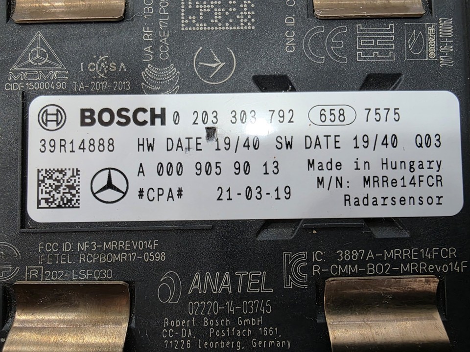 2018-2021 MERCEDEZ BENZ A177 CLA118 DISTANCE RADAR SENSOR 39R14888. | eBay