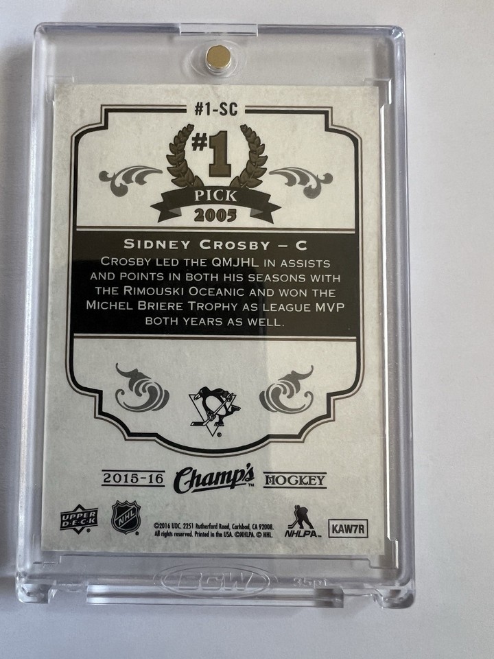 2015-16 Upper Deck Champs #1 Pick Sidney Crosby #1-SC Pitts Penguins ...