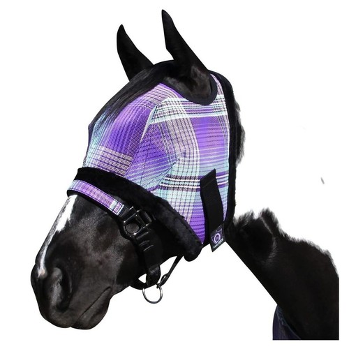 KENSINGTON 73% UV Lavender Mint L-Average Fly Mask w/ Plush Fleece Trim ...