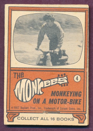 VINTAGE 1967 TOPPS THE MONKEES FLIP BOOK #4 OF 16 MONKEYING ON A MOTOR ...