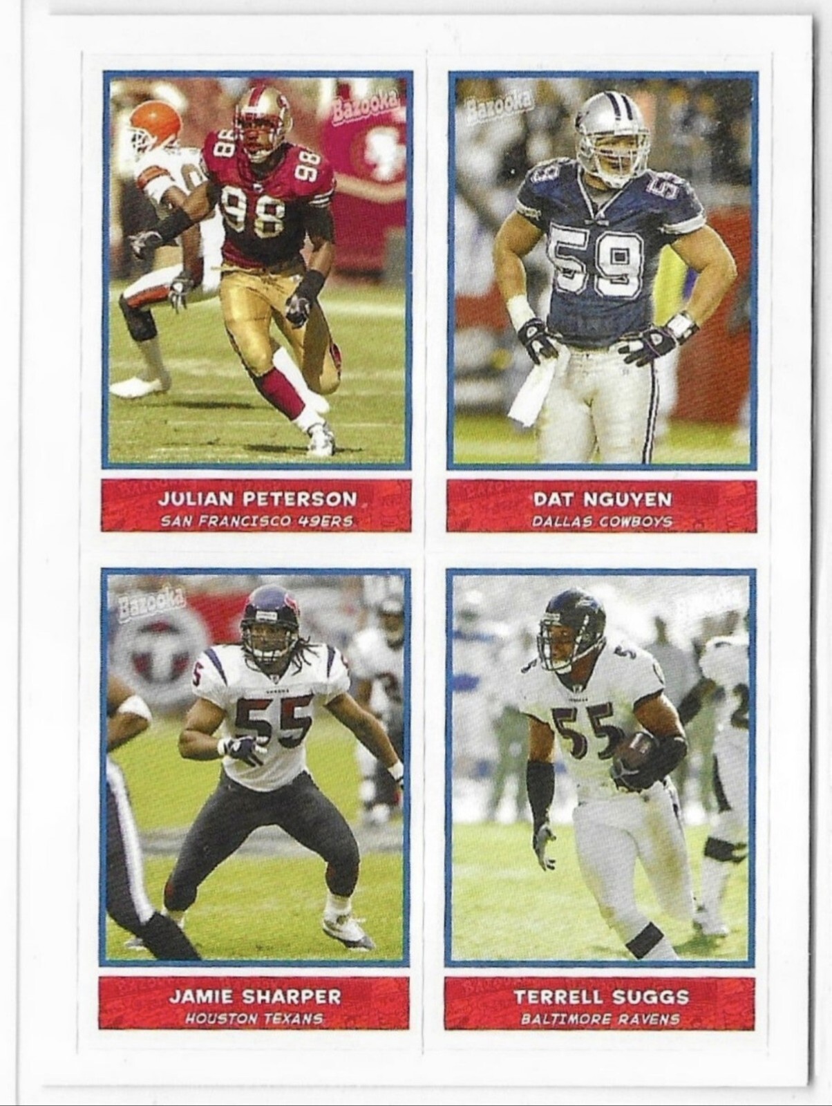 2004 Topps Bazooka Sticker Terrell Suggs Jamie Sharper Peterson Nguye ...