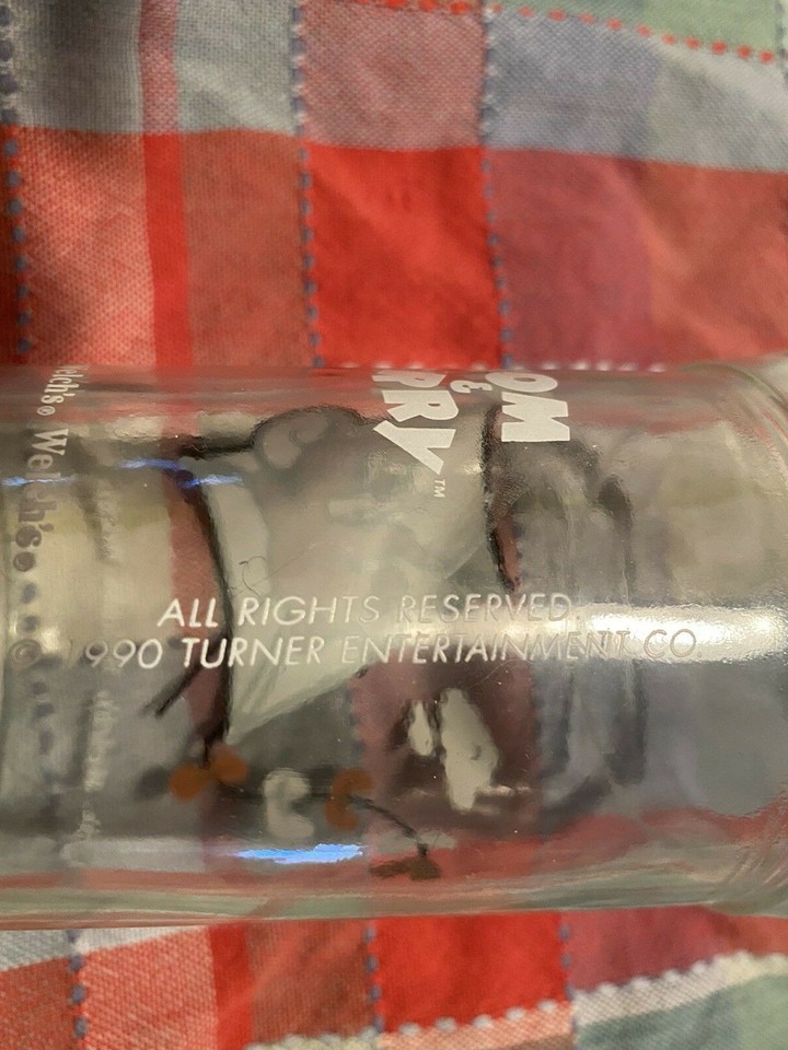 WELCH'S 1990 Retro Vintage GLASS 4" JELLY CUP TOM & JERRY (J on Kite in ...