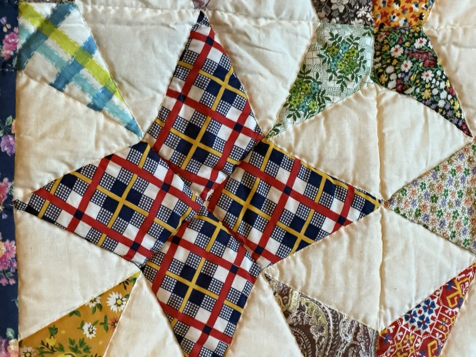 Vintage Handmade Quilted Friendship Star Patchwork Quilt Wall Hanging ...