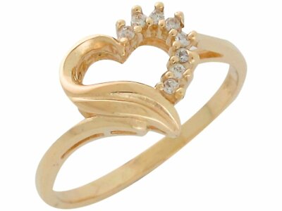 10k or 14k Yellow Gold Genuine Diamond Accented Heat Design Love Ring ...