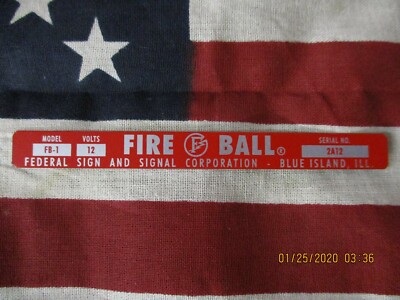 New Federal Sign and Signal FB-1 Fire Ball Replacement Self Adhesive ...