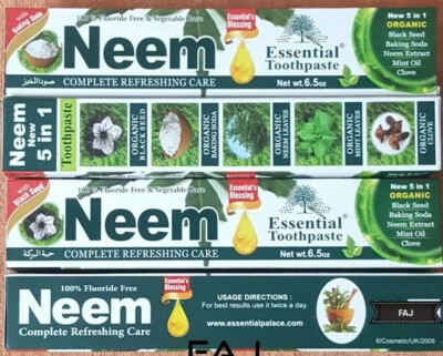 12 Tube NEEM Toothpaste 5 in 1 Essential Palace 100%Fluoride Free ...