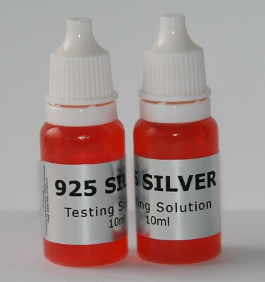 2 x 10ml 925 SILVER Tester Spot On Testing Acid Solution Test Kit Fluid ...