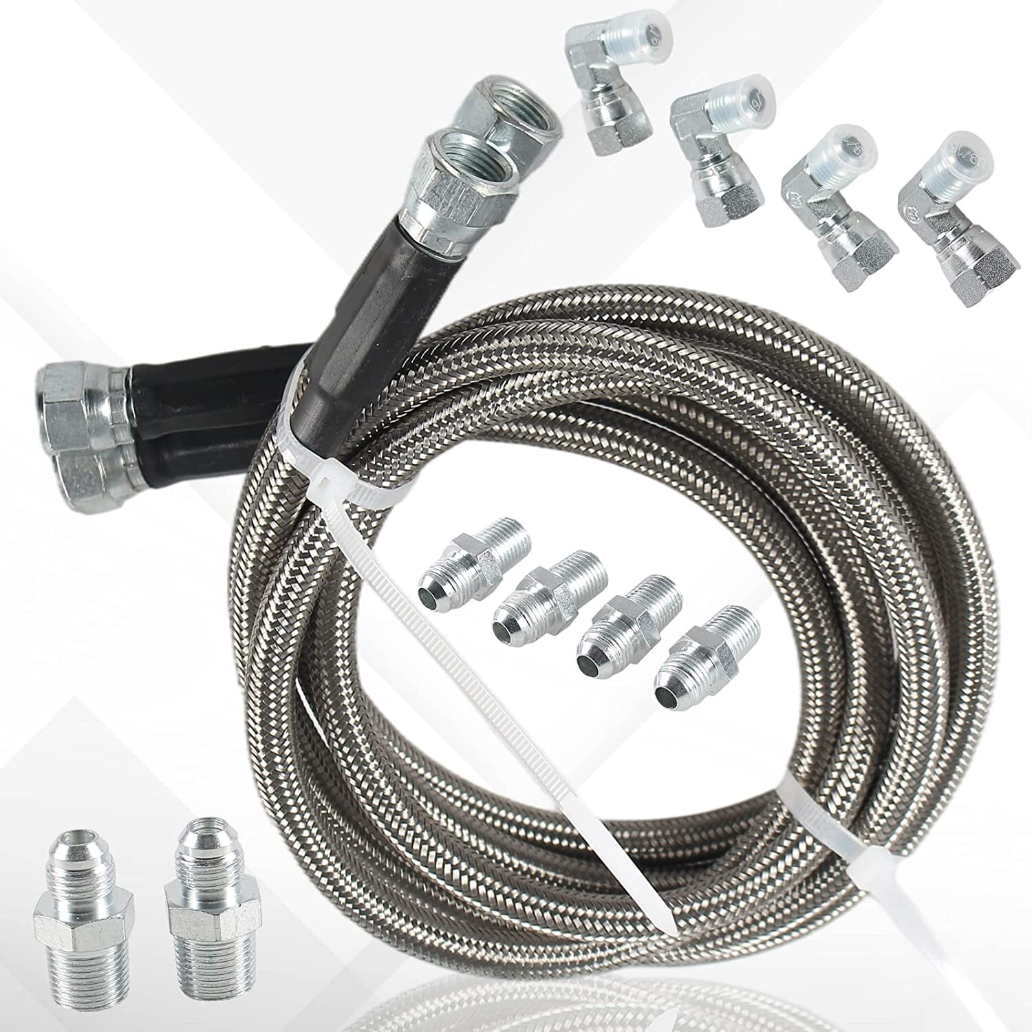 SS Braided Transmission Cool Hoses Lines Kit For Chevy Ford TH350 700R4 ...