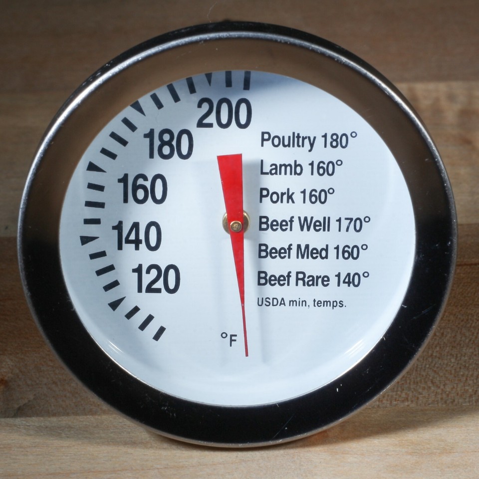 Stainless Steel Meat Thermometer Poultry Lamb Pork Beef Well Med Rare ...