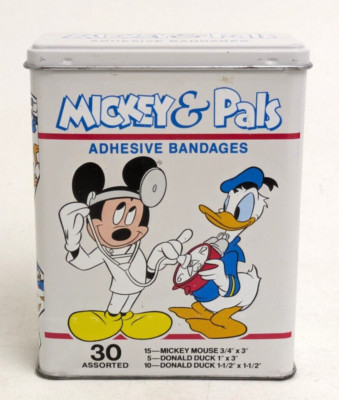 Vintage Disney Band Aid Mickey Mouse Pals Empty Tin Donald Duck Doctor ...