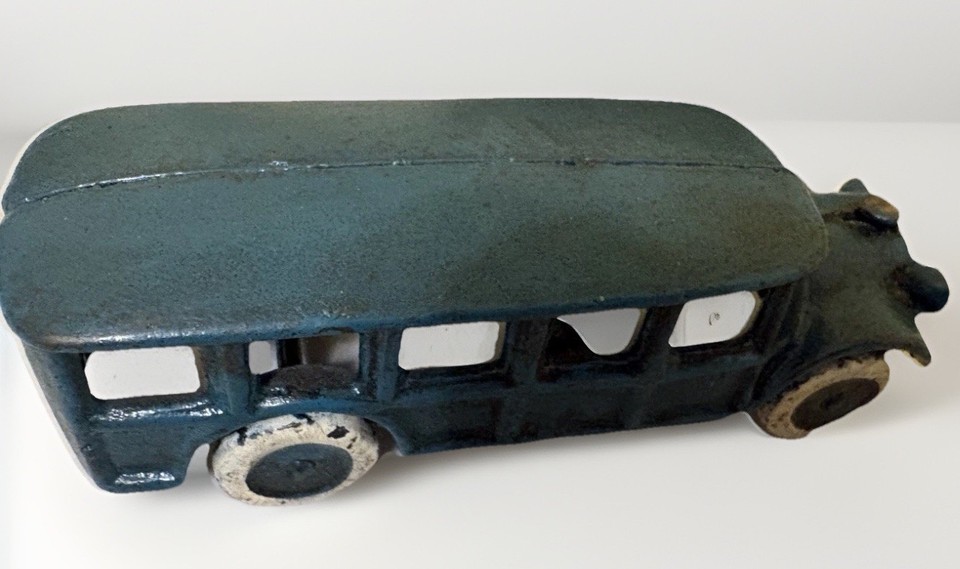 Vintage 1920S A.C. Williams Cast Iron Blue Bus W/ Metal Wheels 5 ...