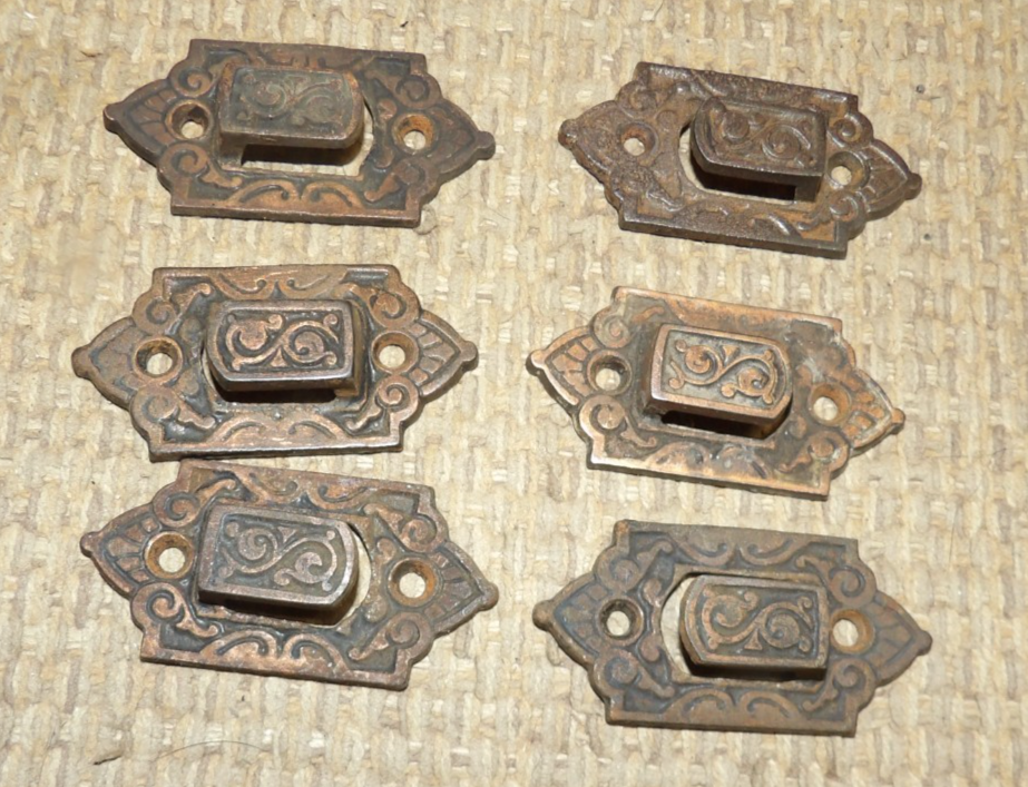 Set of 6 Antique 1890's Victorian Eastlake Shutter Latch Keepers Only ...